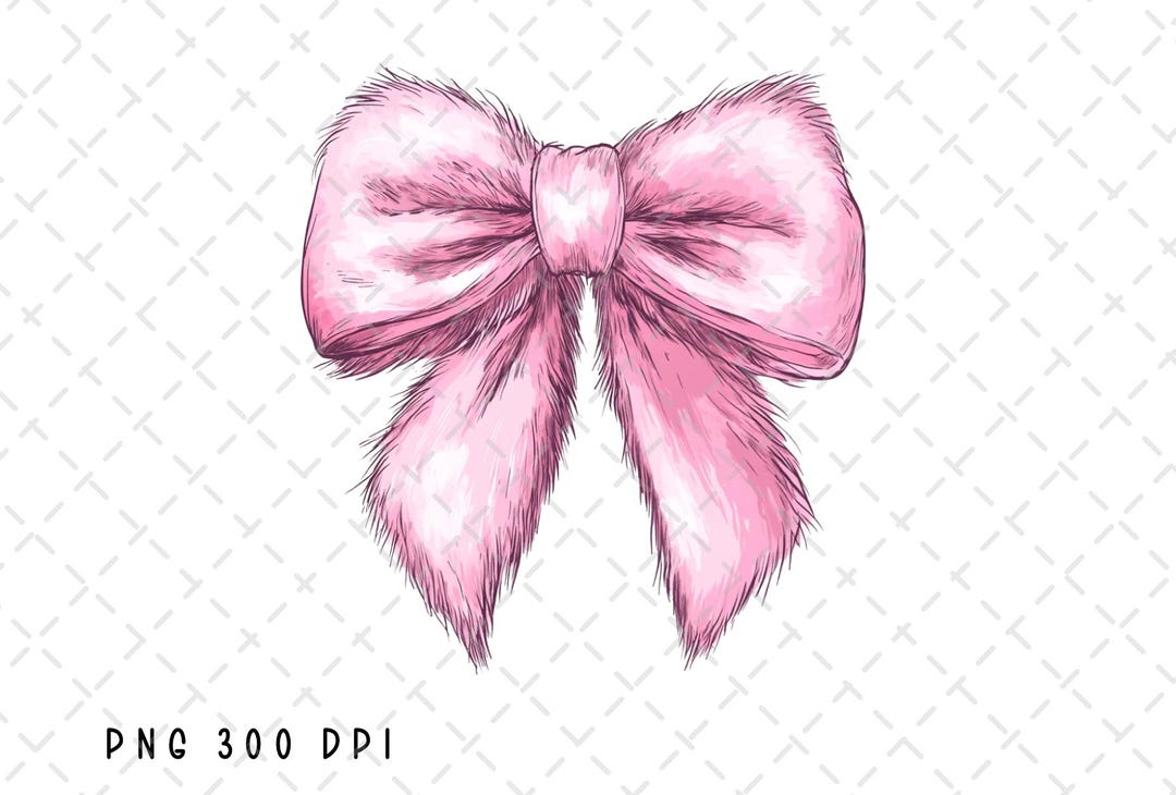 Coquette Pink Bow Png, Bow Png, Pink Bow Sublimation, Pink Fur Bow ...