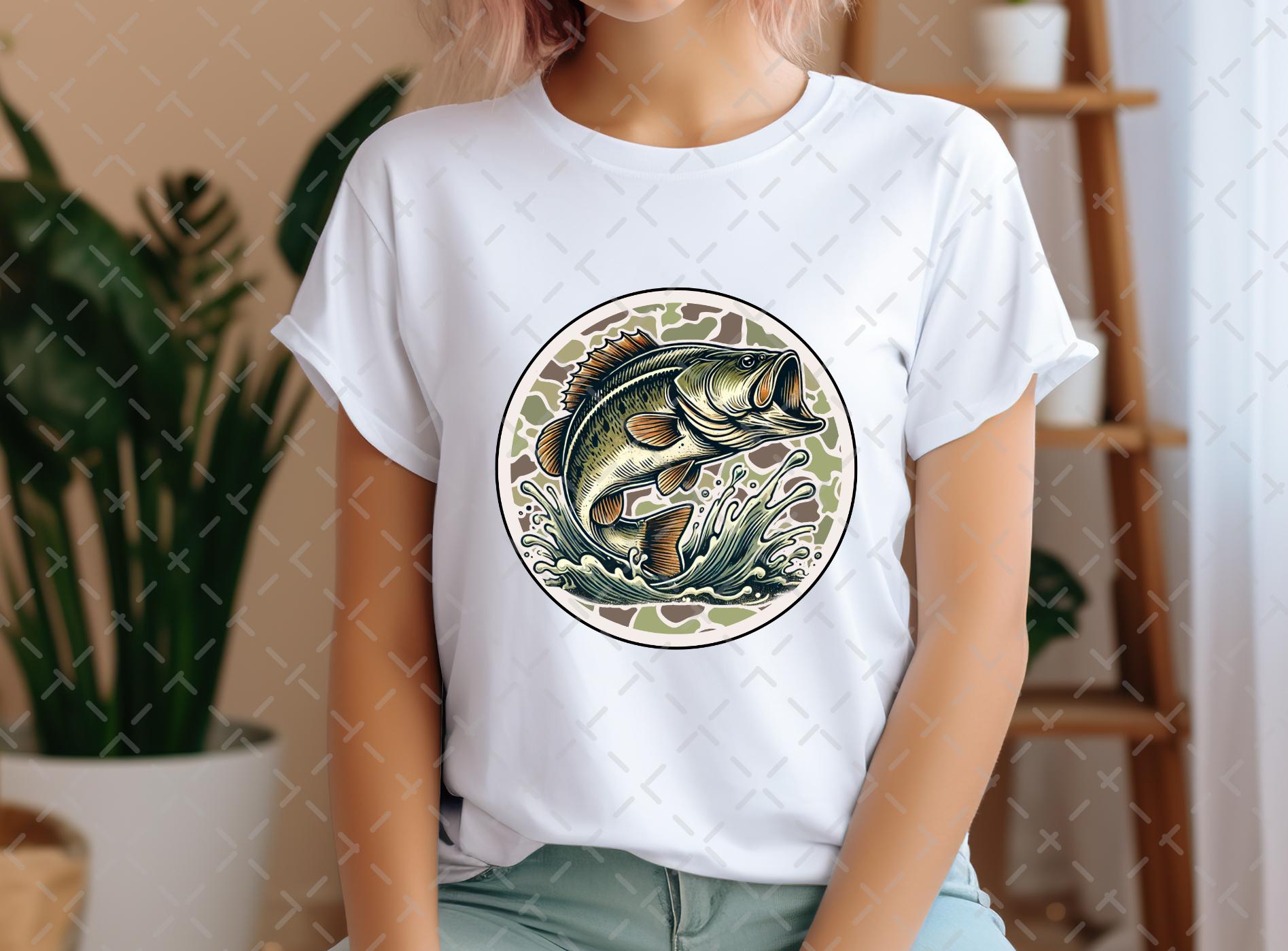 Camo Bass PNG, Bass Fish Sublimation, Jumping Bass Png, Old School Camo ...