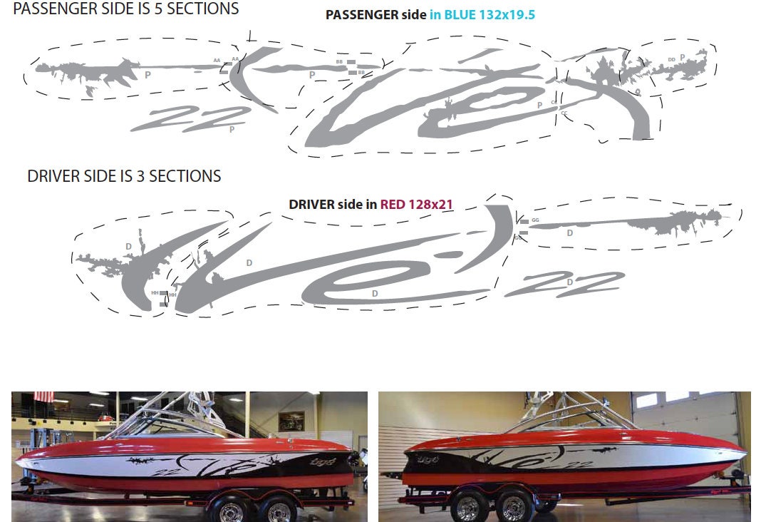 Tige 22VE Vinyl Graphic Kit for Tige Ski Boats. Multiple Color Options ...