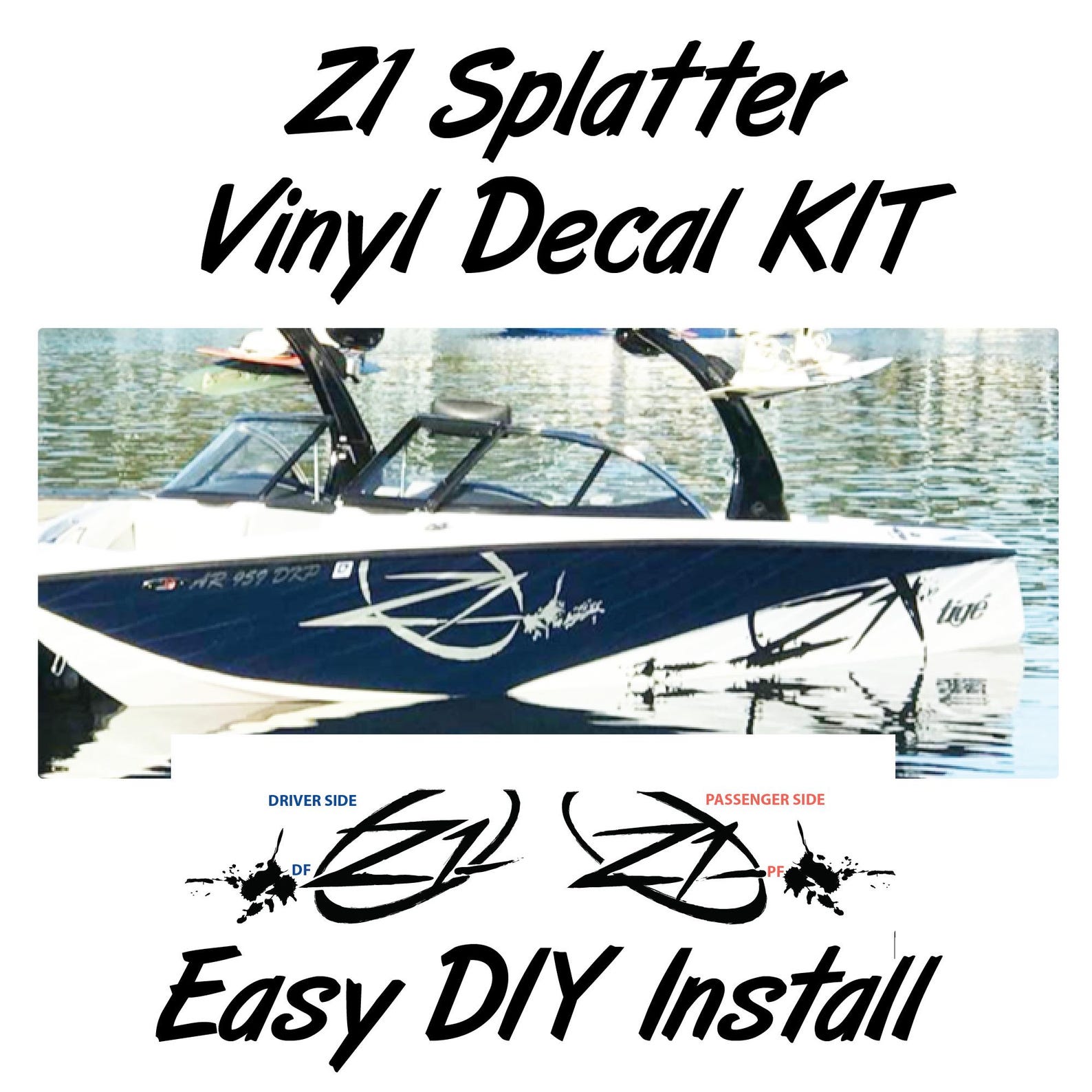 Tige Z1 Splatter Vinyl Graphic Kit for Tige Ski Boats. Multiple Color ...