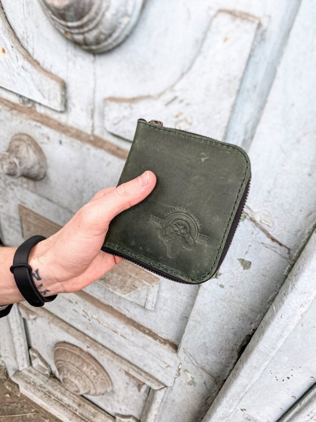 Men's Green Leather Wallet | Genuine Leather Coin Purse | Minimalist ...