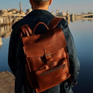 Vintage Leather Backpack • Personalized Brown Leather Rucksack ...