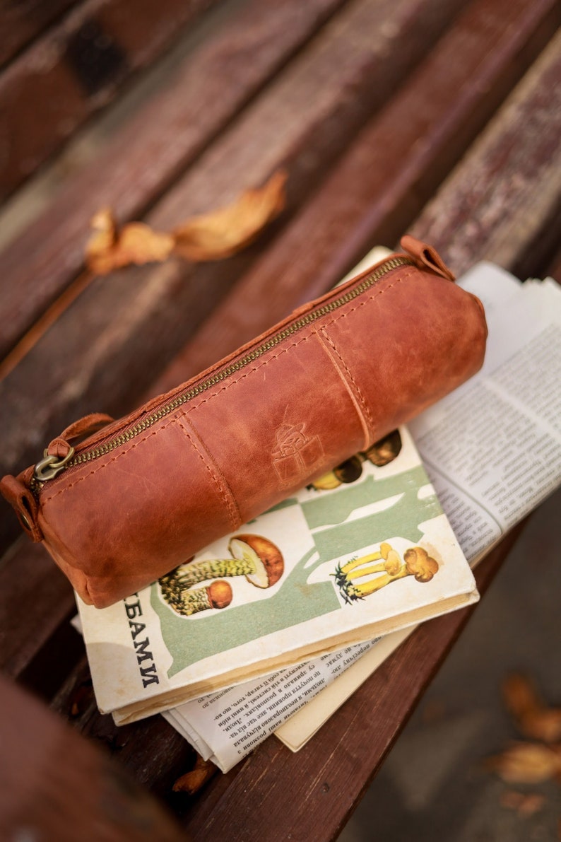Cute Leather Aesthetic Tube Pencil Case Makeup Case - Etsy