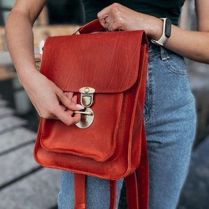 Small Backpack Leather Rucksack for Women Leather Backpack - Etsy