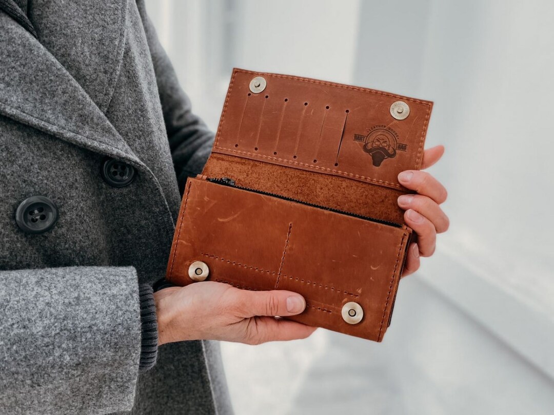 Men’s Leather Wallet With Coin Pocket - Cardholder Wallet With Magnetic ...