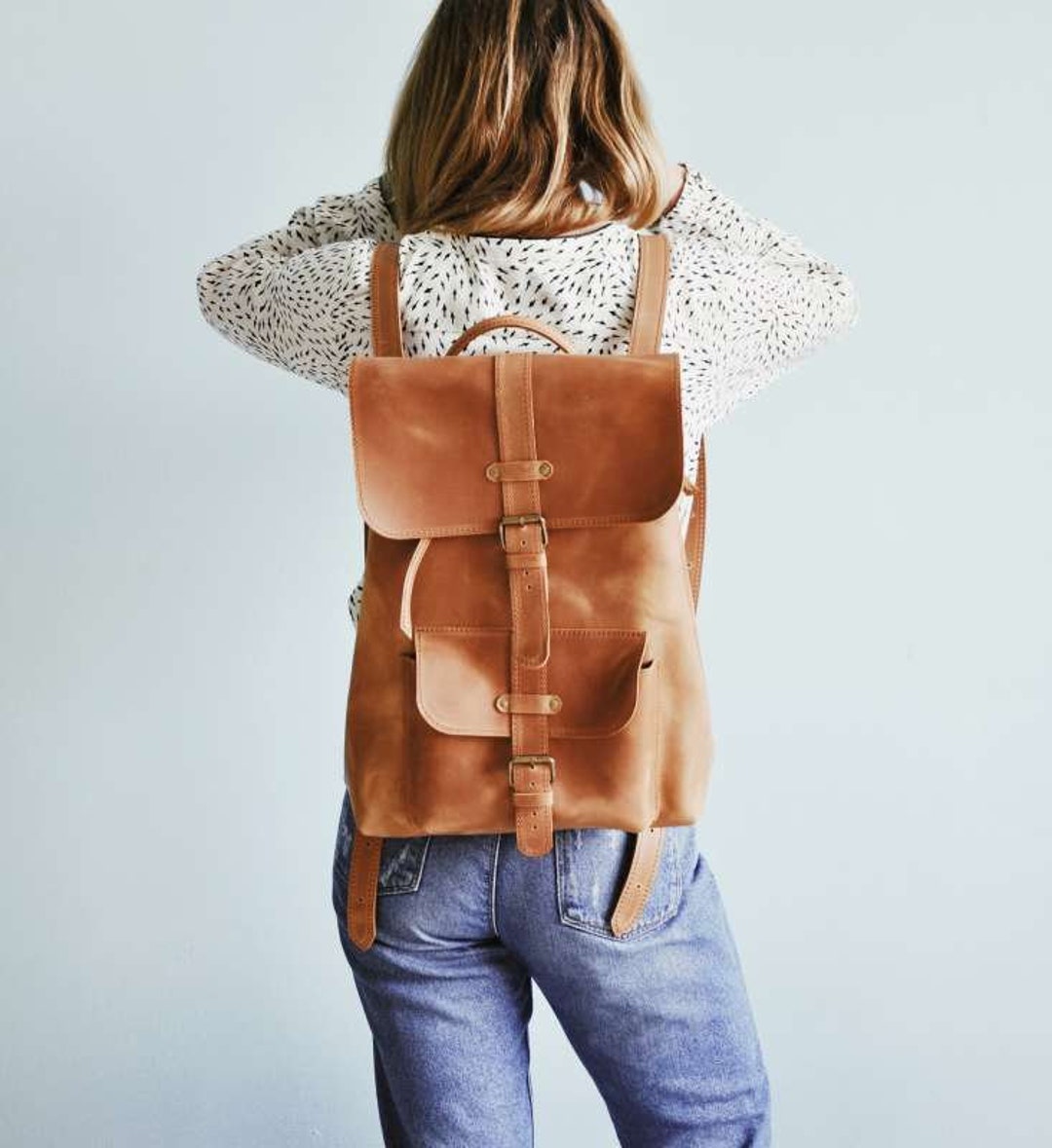 Work Backpack Purse Cute Backpack Women Leather Backpack - Etsy