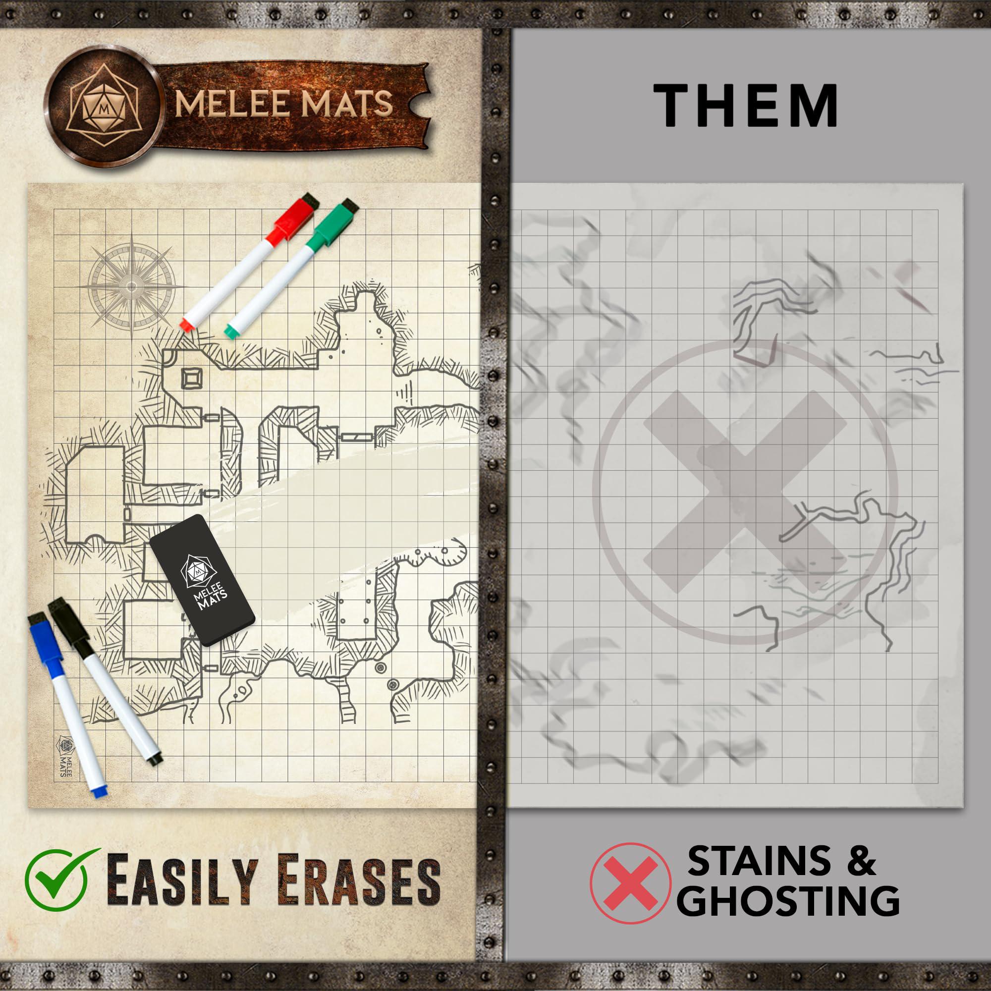 Dungeons and Dragons Battle Map Set - 24x36 Dry Erase Grid Mat With ...
