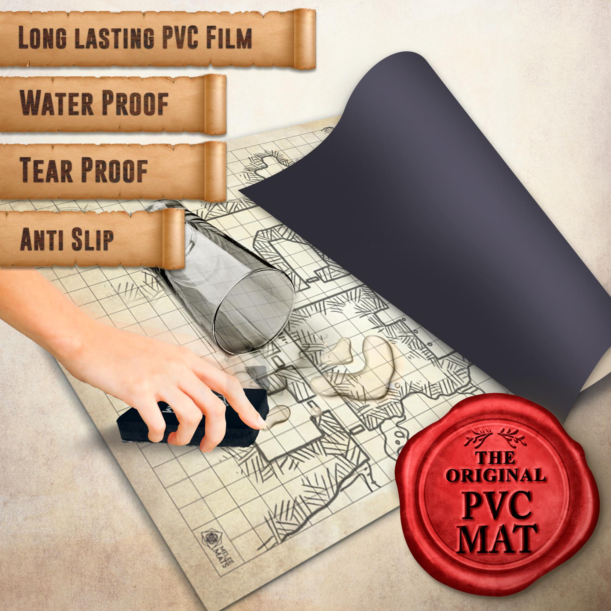 Dungeons and Dragons Battle Map Set - 24x36 Dry Erase Grid Mat With ...