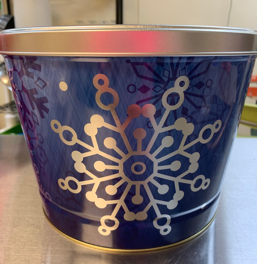 Blue Snowflake Popcorn Tin Popcorn Gift Pick Your Flavor 2 Gallon - Etsy