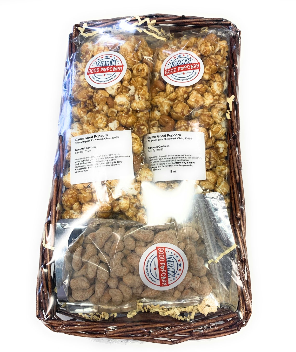 Gourmet Popcorn Gift Basket Caramel Cashew Popcorn or Caramel - Etsy