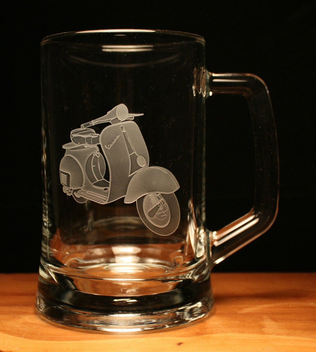 Vespa Scooter Motorcycle Bike Engraved Glass Pint Tankard Gift Present ...