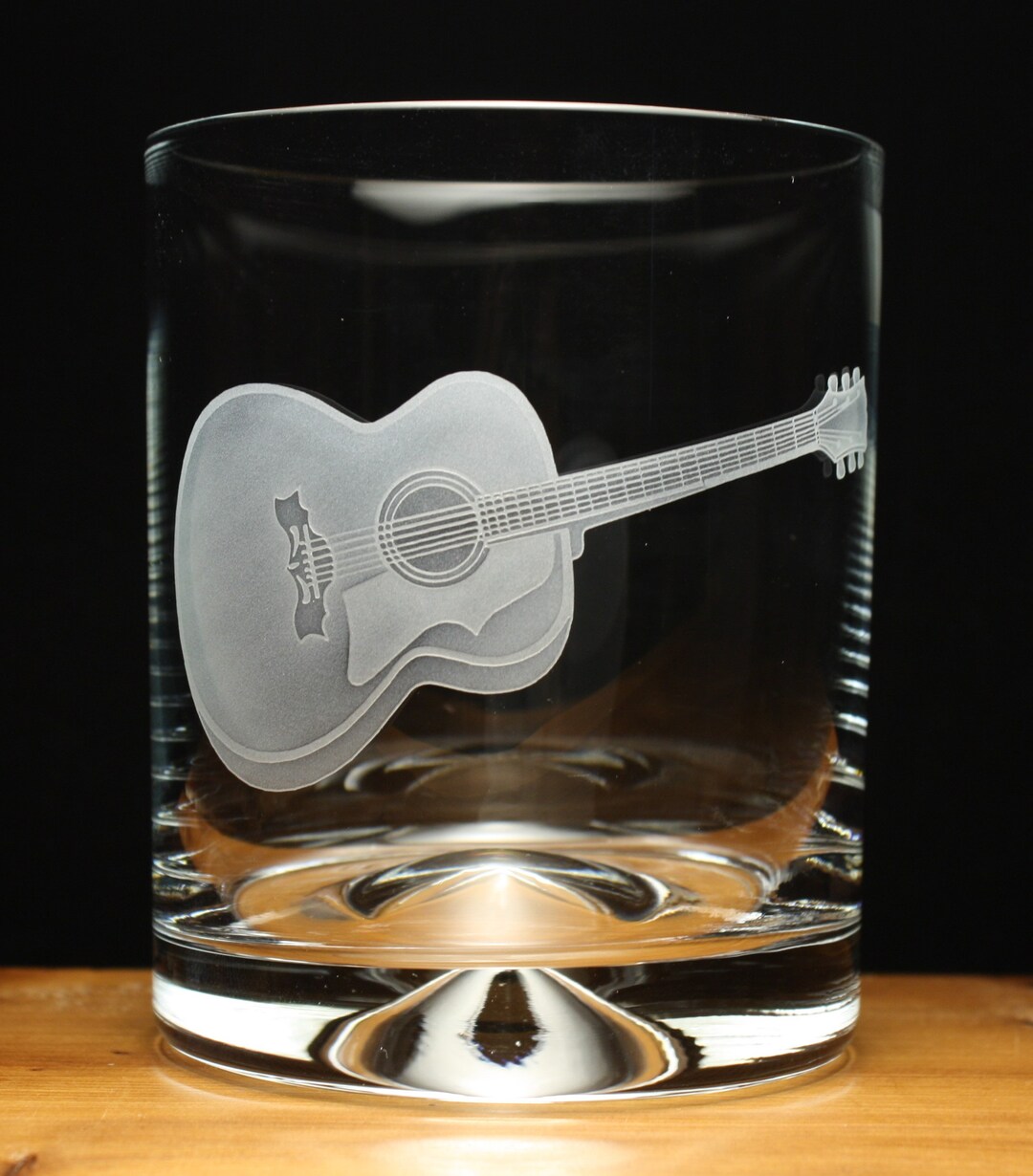 Acoustic Guitar Musical Instrument Engraved Glass Tumbler Gift Present ...