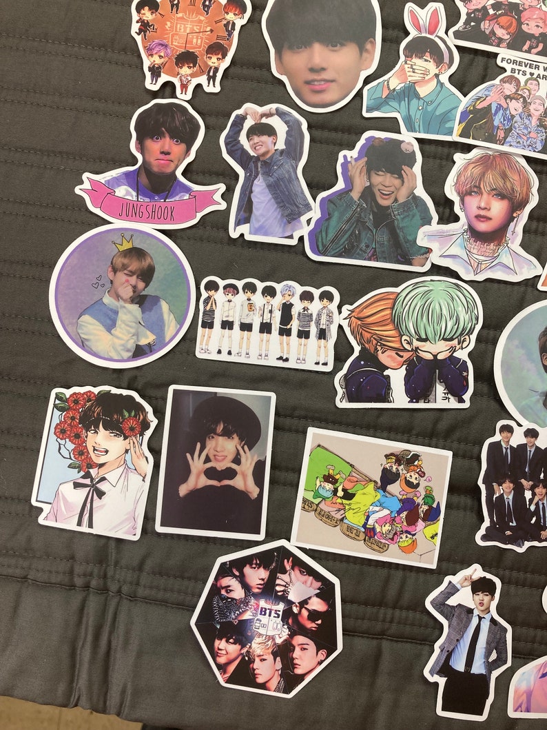 50 Waterproof BTS Boy Band Sticker Lot Car Laptop Decals Colorful R10 ...