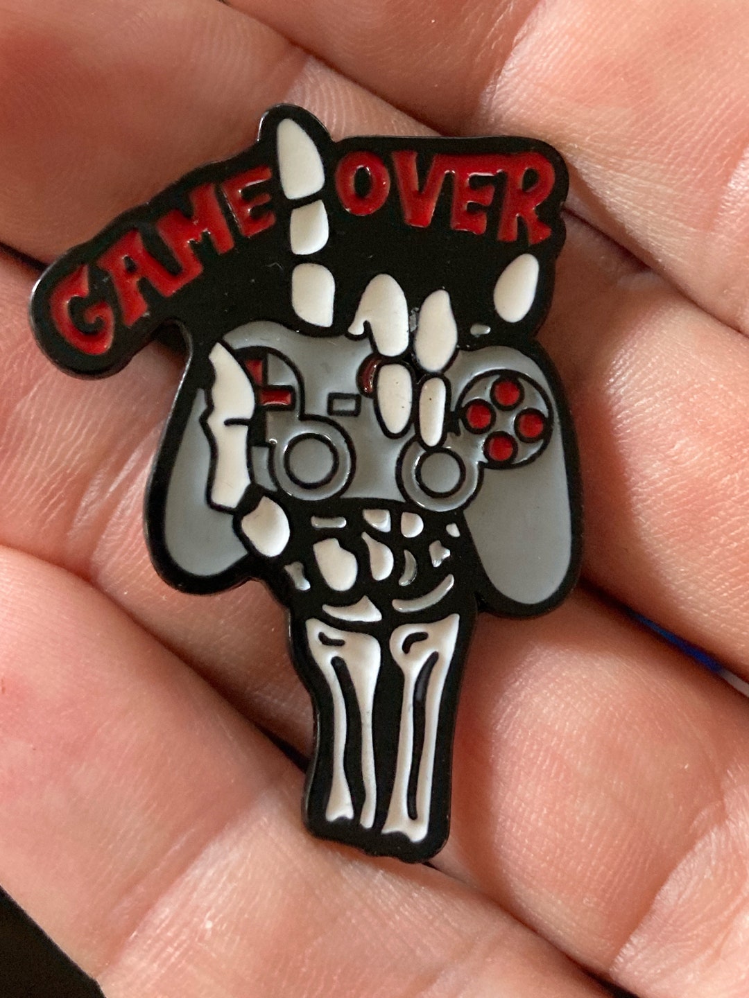 Game Over Controller Skeleton Lapel Pin Sweater Jacket Hat Vest K508 - Etsy