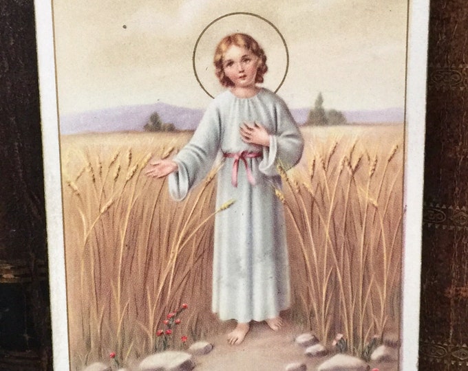 Rare Antique Pious Image From France, Child Jesus in a Field of Wheat ...
