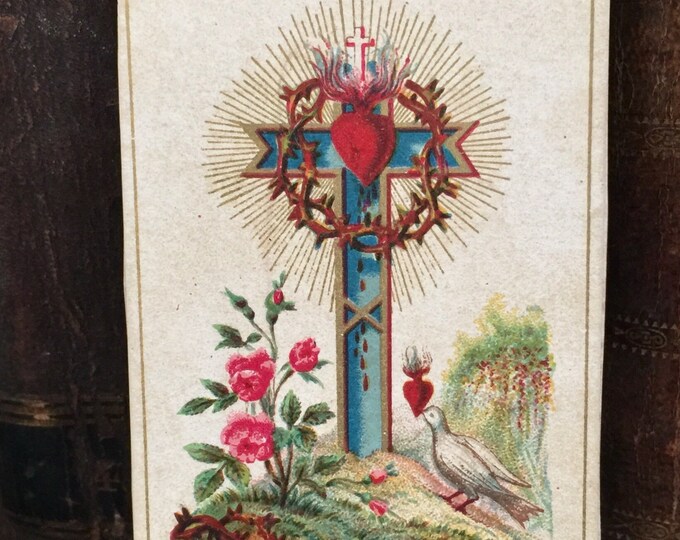 Rare Antique Pious Image From France, "coeur Sacré De Jésus Christ ...