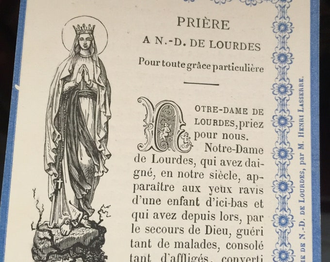 Rare Antique Pious Image From France, Notre Dame De Lourdes (our Lady ...