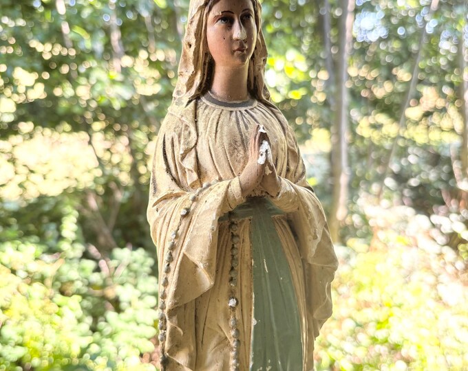 Antique Plaster Statue of Our Lady of Lourdes From France, French ...
