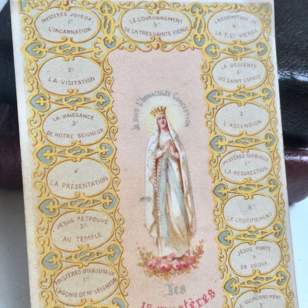 Rare Antique Pious Image From France, "les Mystères Du Rosaire" (the ...