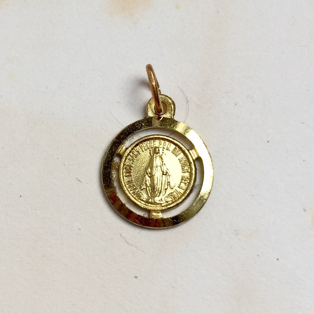 Vintage Gold Color Miraculous Medal From France, Virgin Mary Protection ...