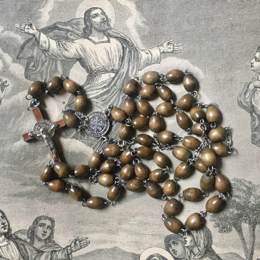 Vintage Sainte Benoît Rosary From France, St Benedict Rosary With ...