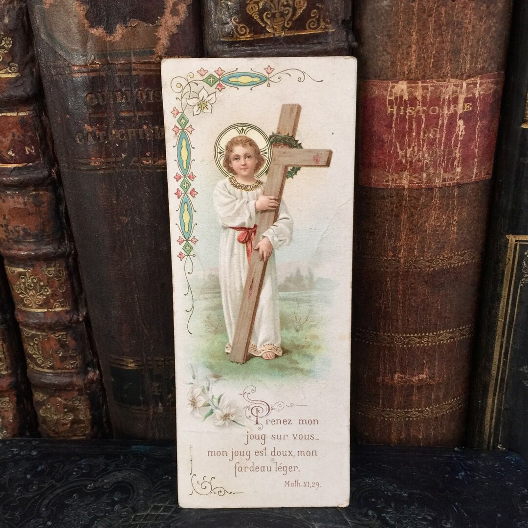 Rare Antique Pious Image From France, Child Jesus Carrying the Cross ...