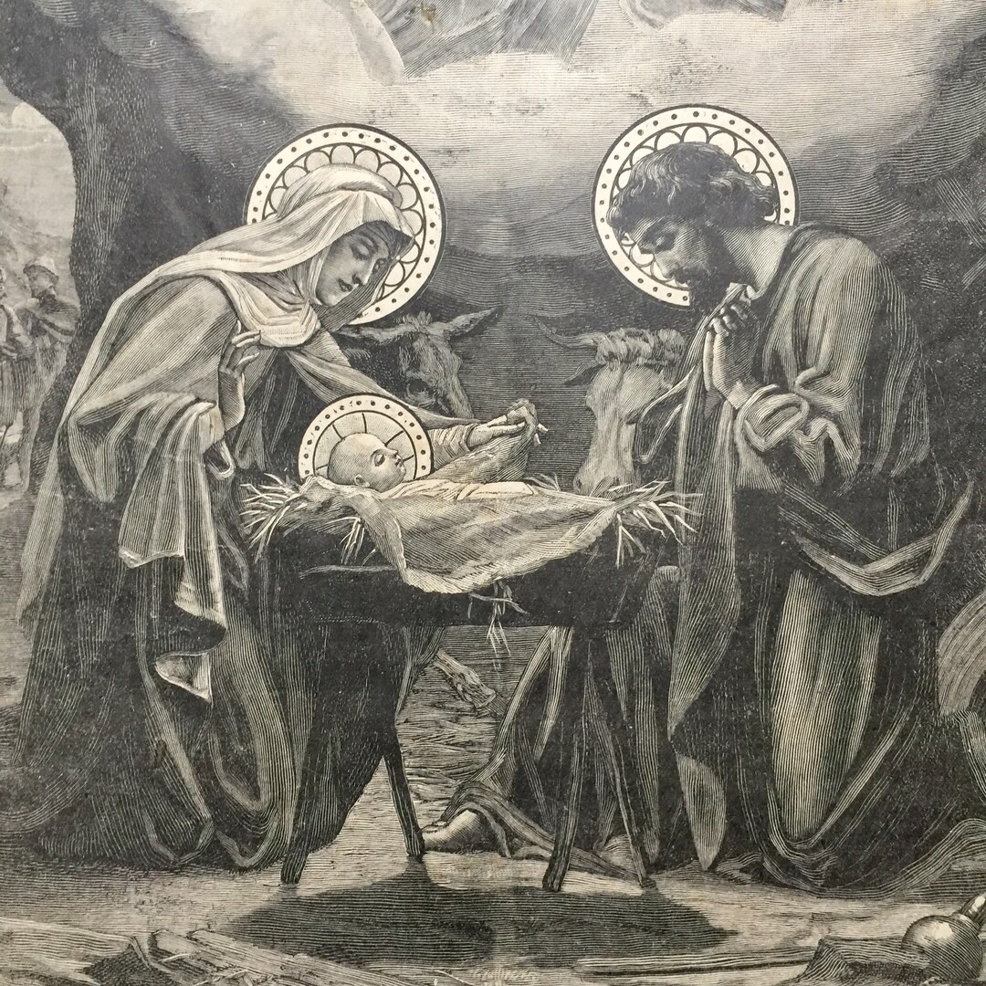 Large Antique Catechism Print From France, "gloria in Excelsis Deo ...