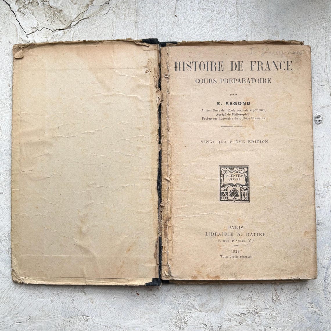 Antique 1929 School Book in French "histoire De France, Cours ...