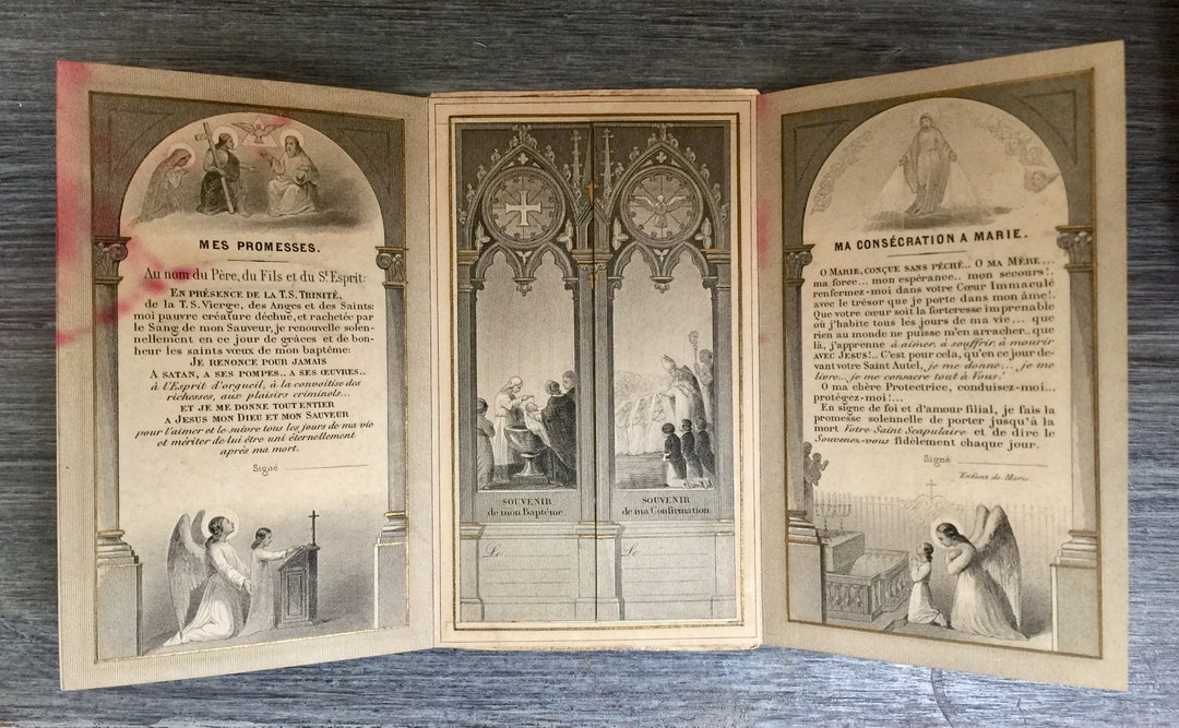 Rare Antique Pious Image From France First Communion Triptych - Etsy