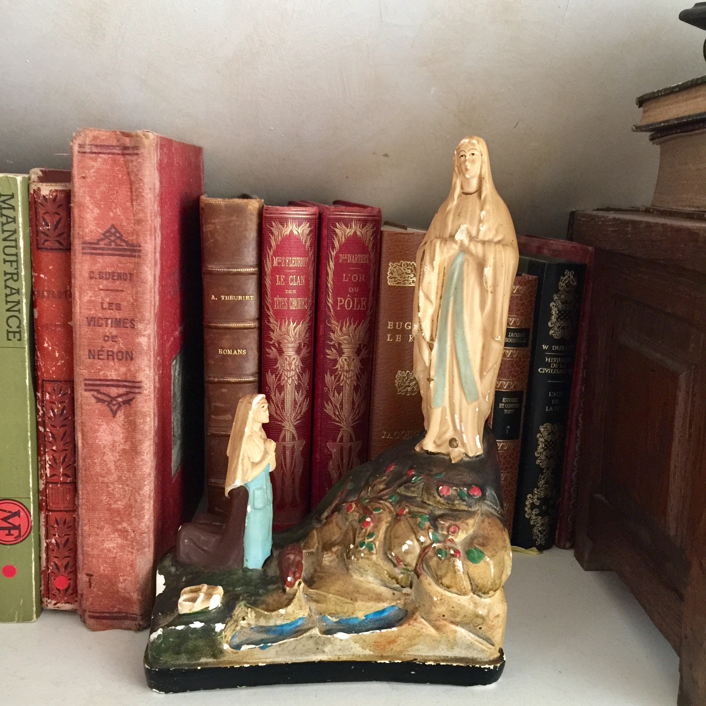 Charming Antique Polychrome Plaster Statue From Lourdes Made in France ...