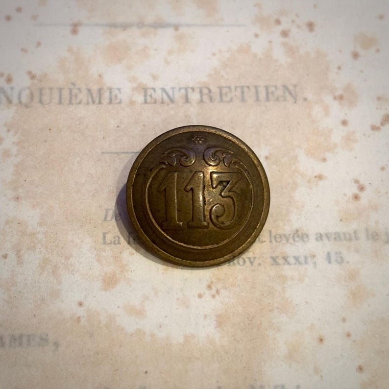 Antique 1850's French Army Infantry Button From the Second Empire, 113e ...
