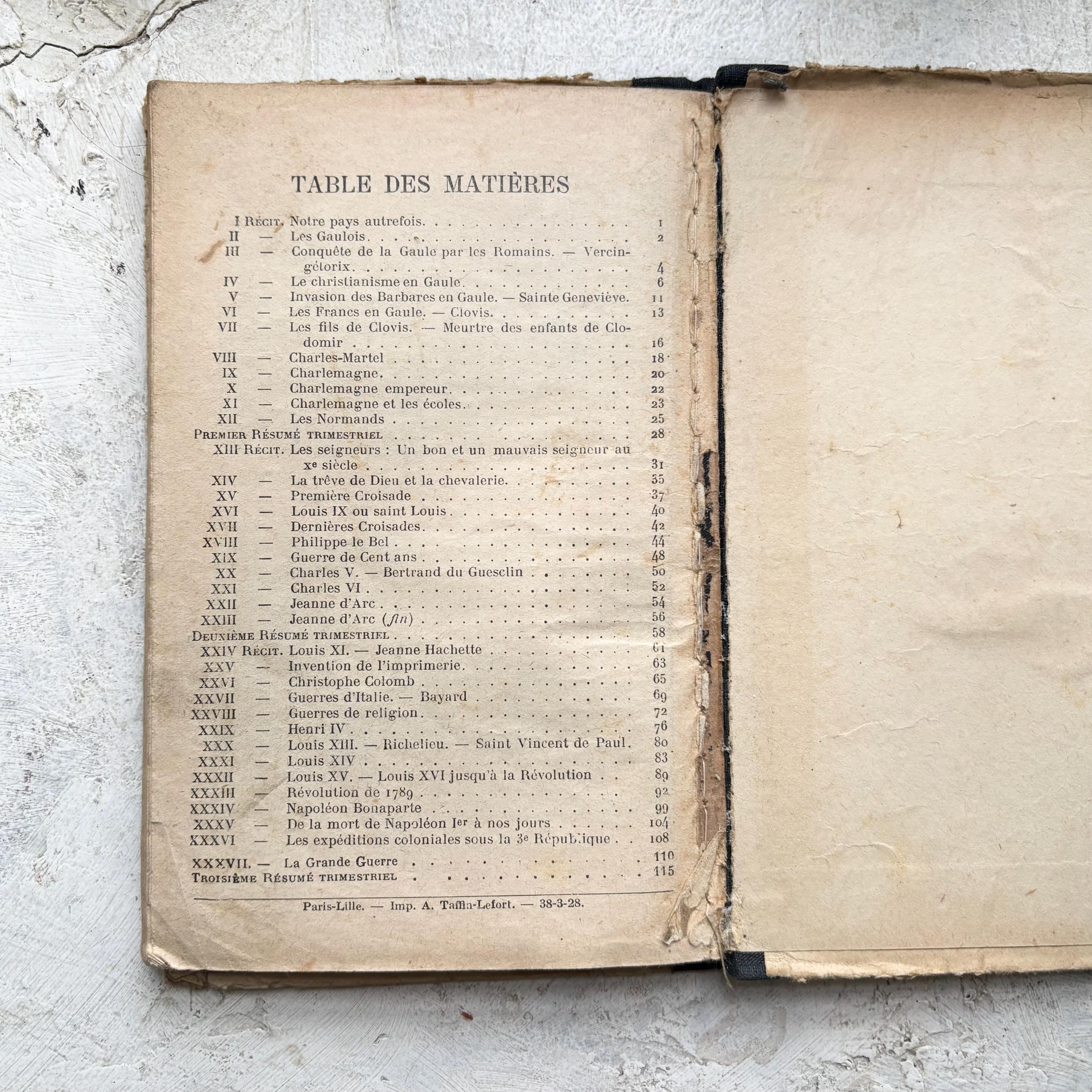 Antique 1929 School Book in French "histoire De France, Cours ...