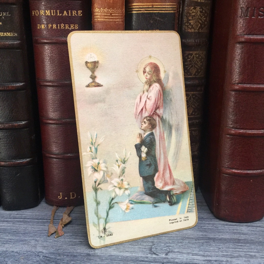 Rare Pious Image From France, 1939 Communion Image Picturing a Boy on ...
