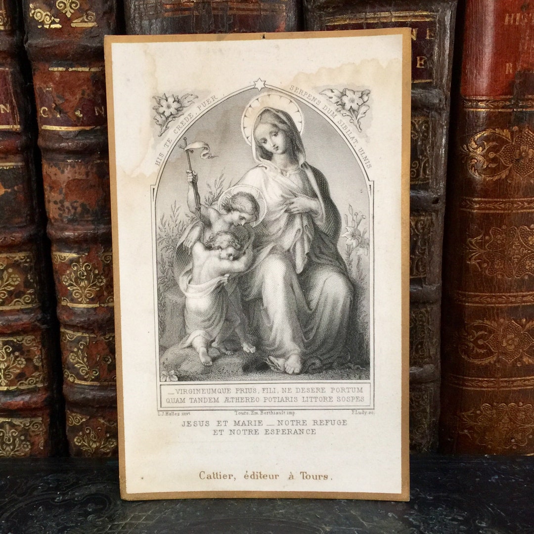 Rare Antique Pious Image From France, Mary and Jesus Published by ...