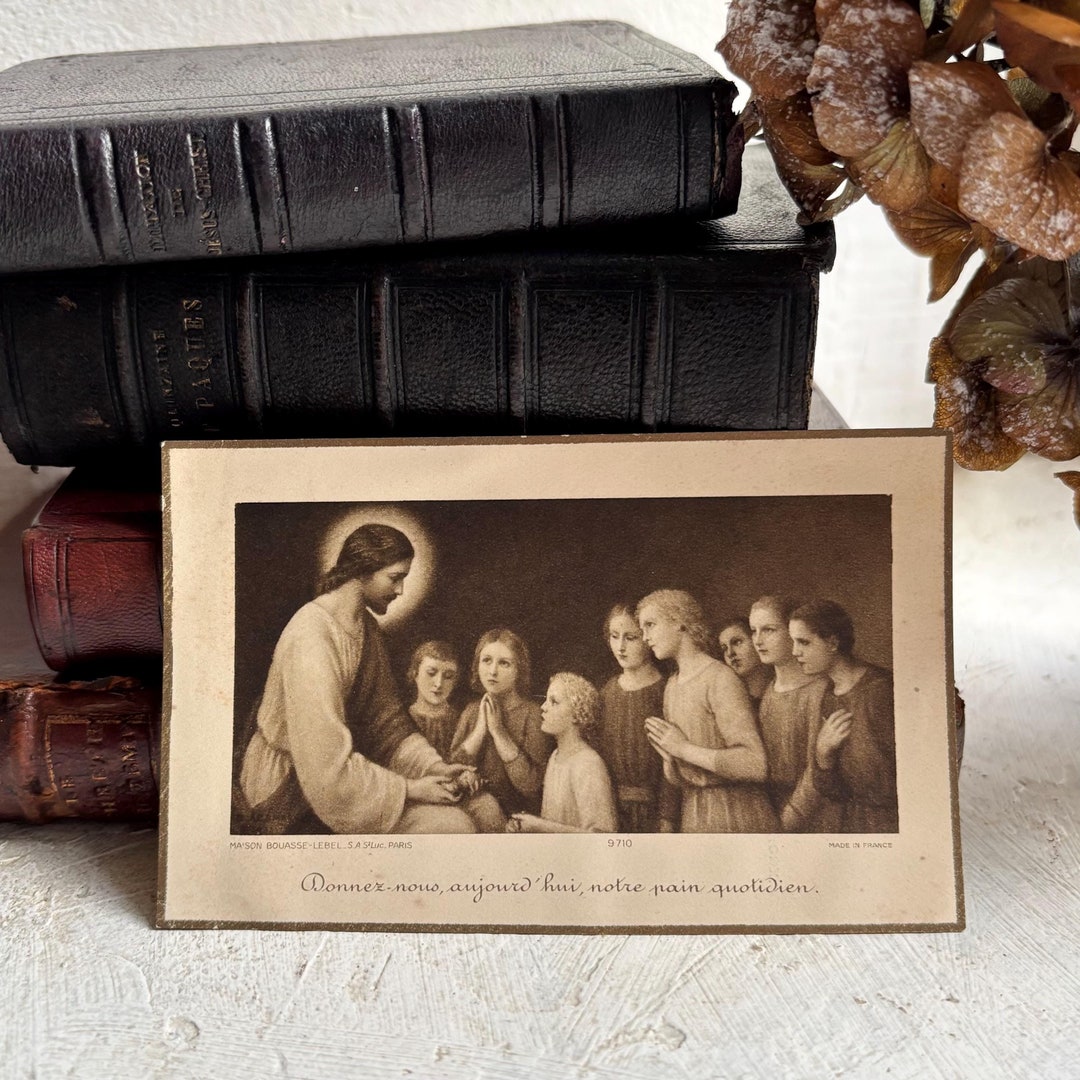 Rare Antique Pious Image From France JESUS GIVING COMMUNION by Maison ...