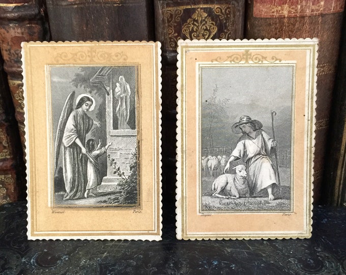 Rare Antique Pious Images From France, Pair of Images Published by ...