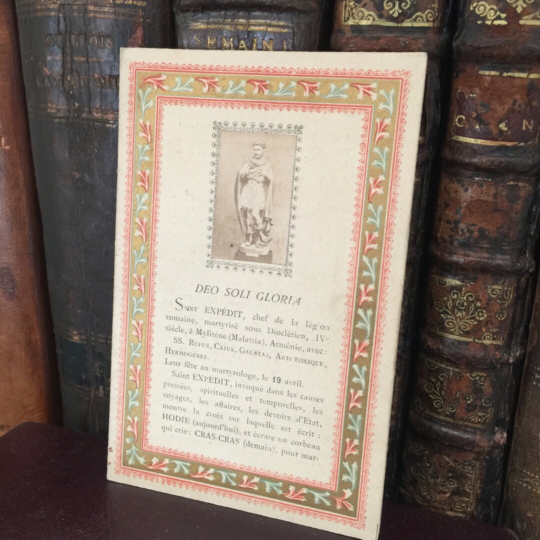 Rare Antique Pious Image From France, DEO SOLI GLORIA Saint Expedit ...