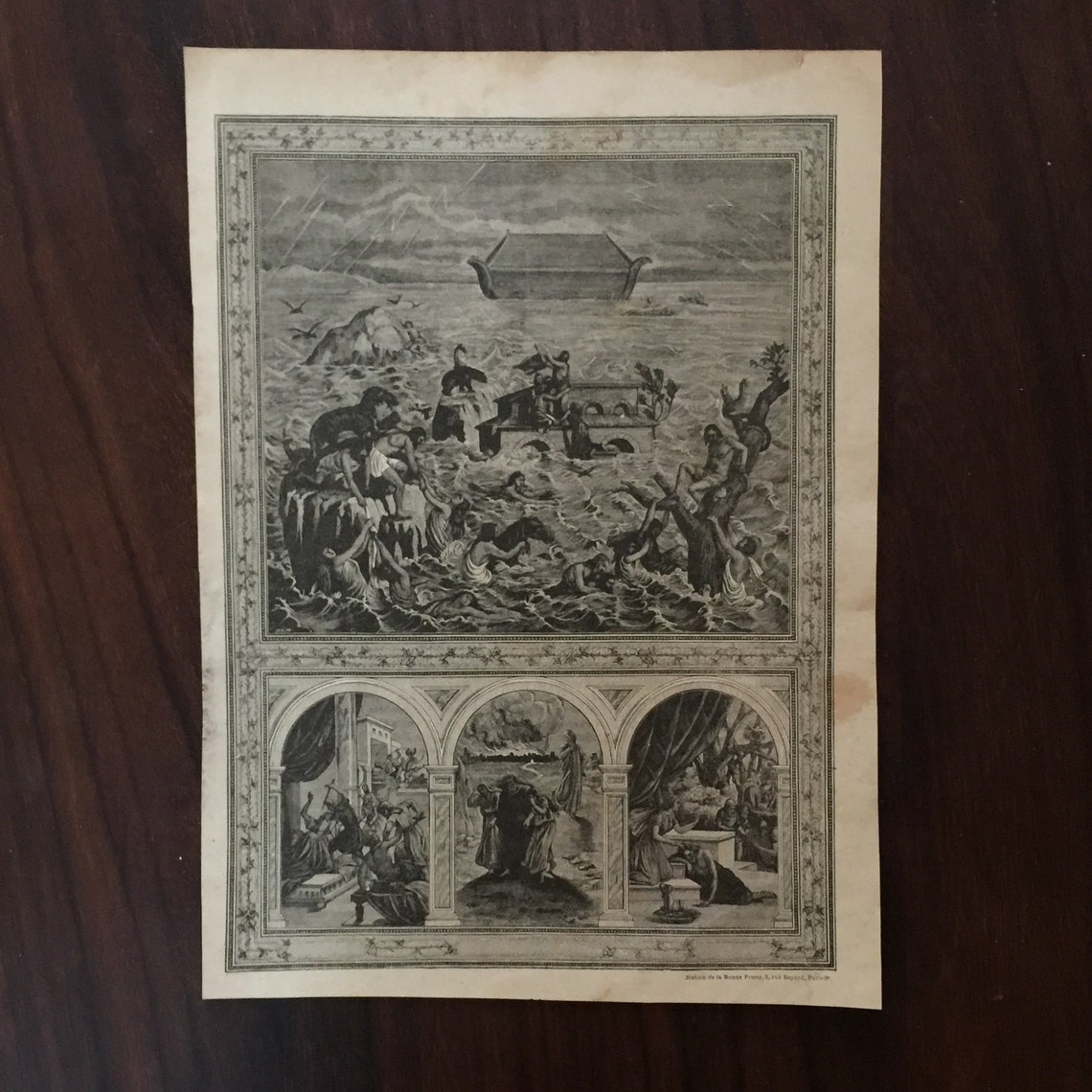 Large Antique Catechism Print From France, "the Flood" Illustration ...