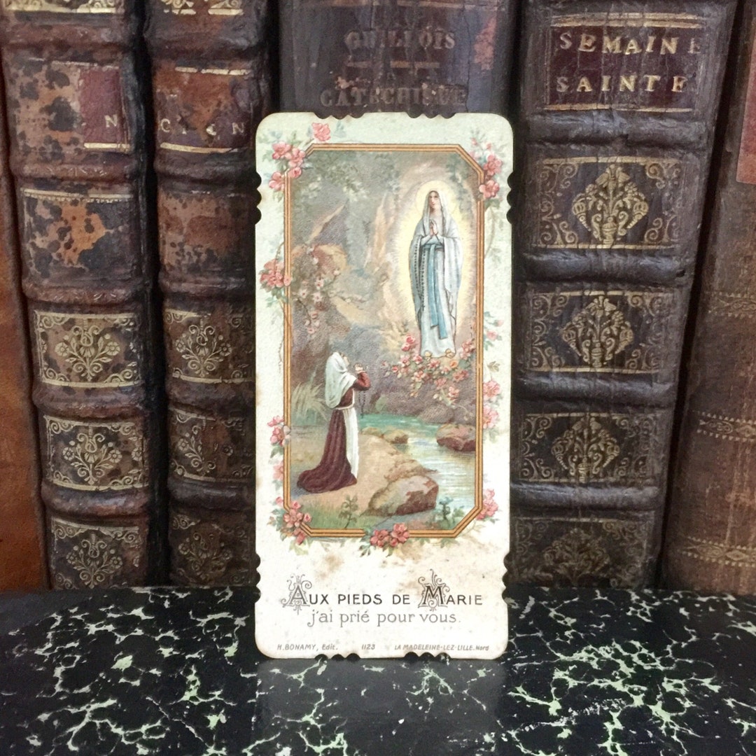 Rare Antique Pious Image From France, the Lourdes Apparitions, the ...