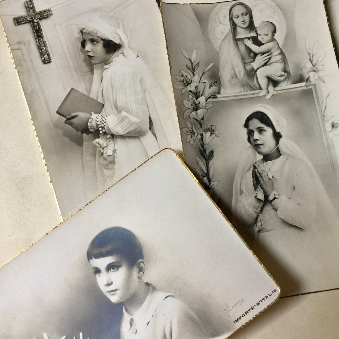 Rare Antique Pious Images From France, Set of 3 Communion Photographs ...