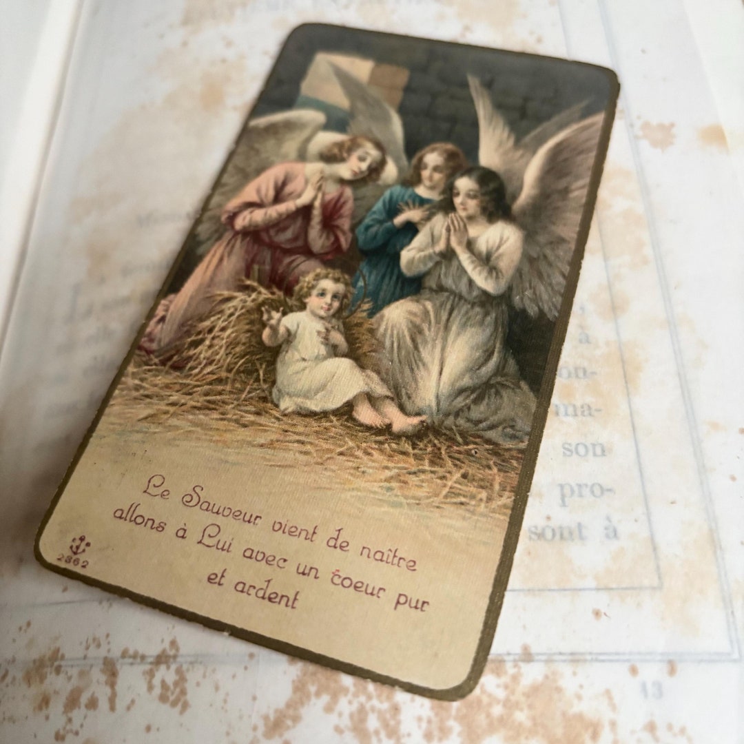 Rare Antique Pious Image From France, Jesus Surrounded Be Angels ...