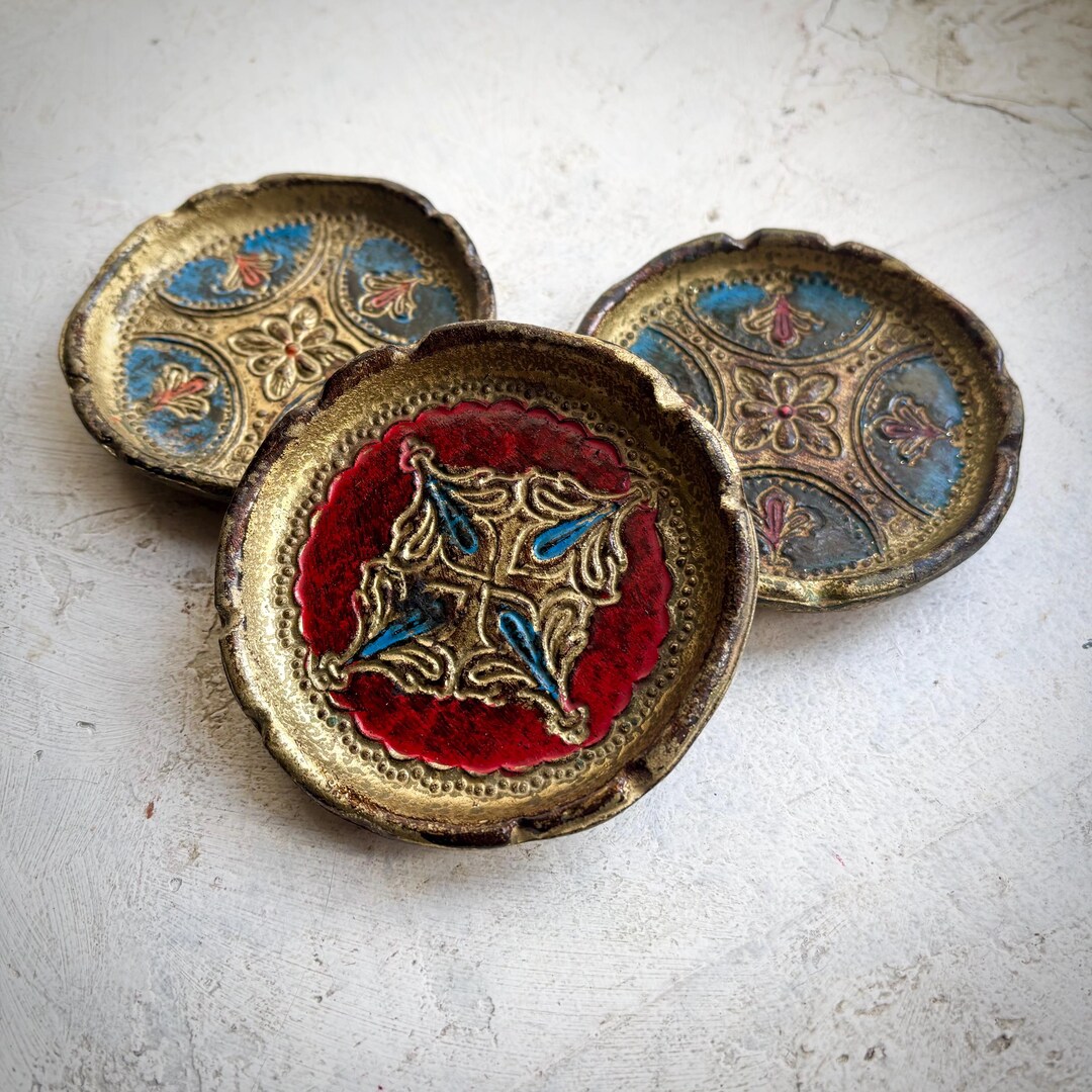 Set of 3 of Antique Miniature Italian Baroque Florentine Trays, Gilded ...
