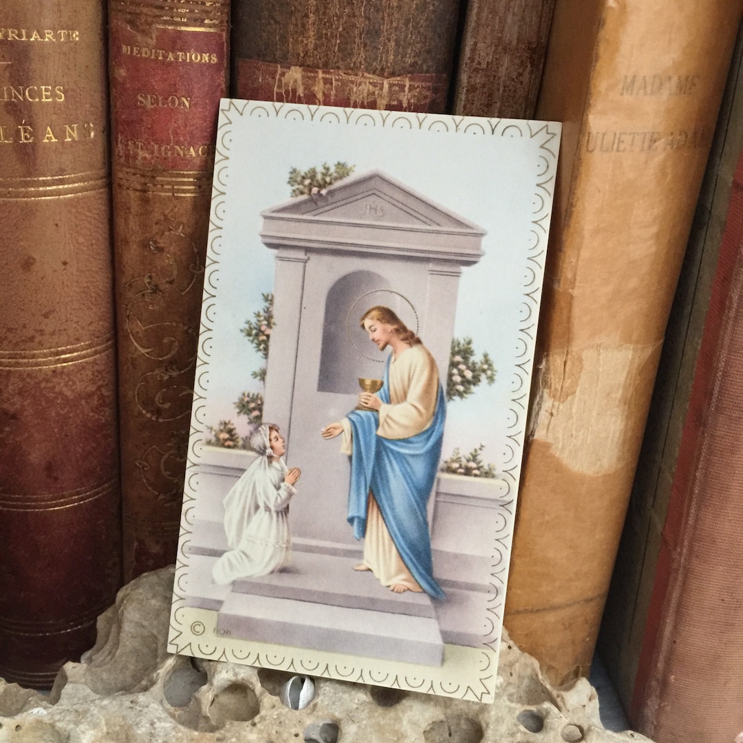Rare Antique Pious Image From France, 1960 Communion Image, Small ...