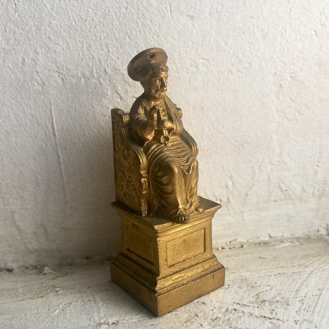 Rare Antique Little Bronze Statue of Saint Peter Holding the Keys of ...