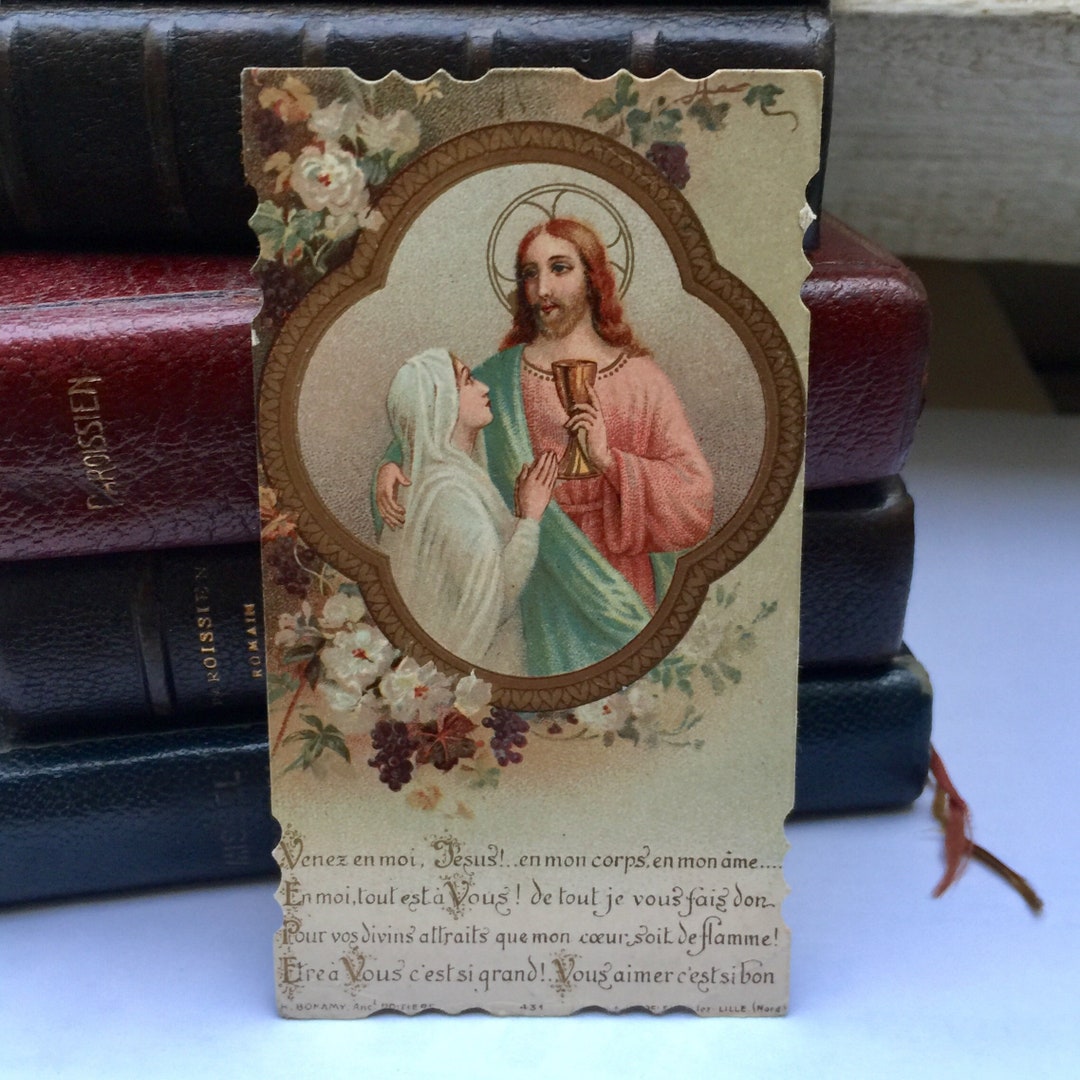 Rare Antique Pious Image From France, Jesus Giving Communion Published ...