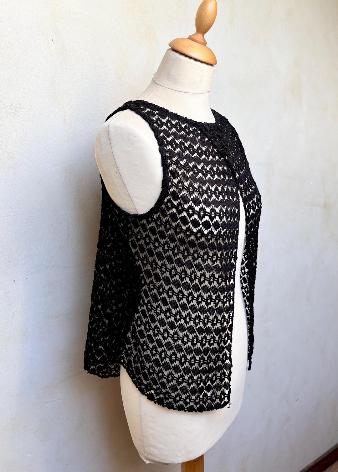 Vintage Open Top, Open Top Made in Black Lace Refa1 - Etsy