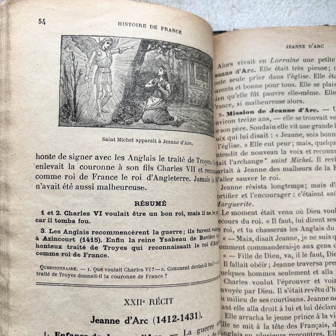 Antique 1929 School Book in French "histoire De France, Cours ...