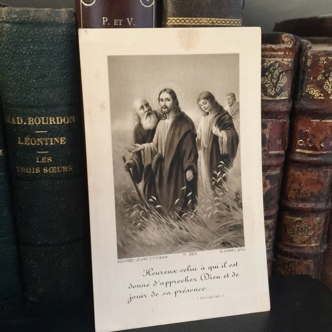 Rare Antique Pious Image From France, Portrait of Jesus by Maison ...