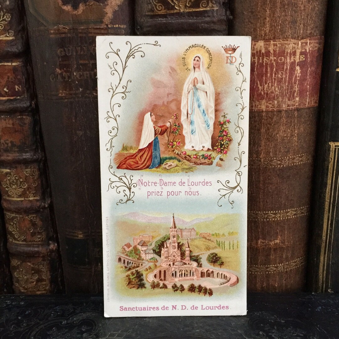 Rare Antique Pious Image From France, NOTRE DAME De LOURDES, Prayer to ...