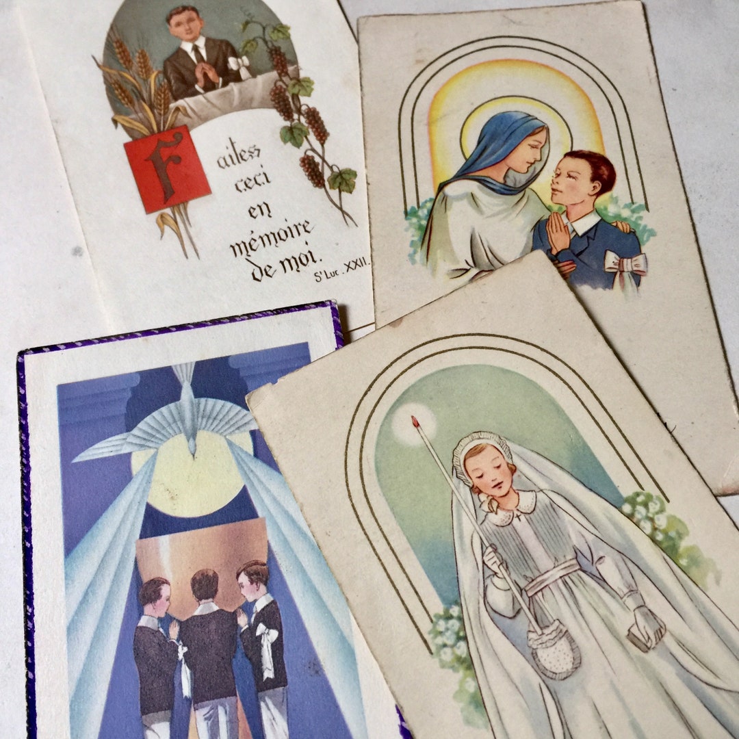 Rare Antique Pious Images From France, Set of 4 Communion Images ...